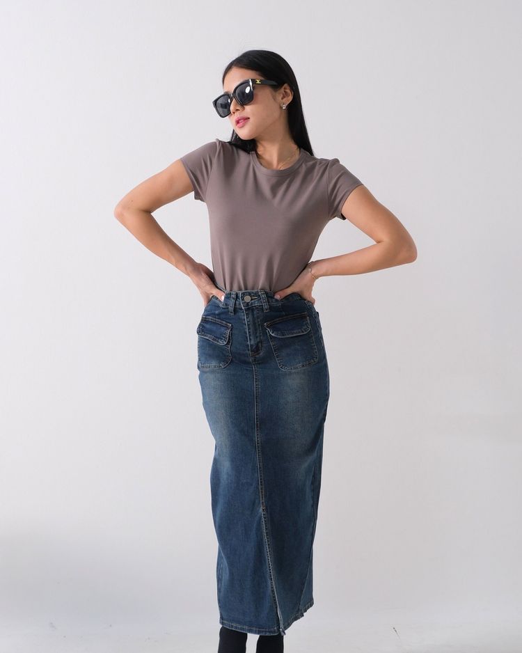 Clarence Long Denim Skirt | Women | Pinkdose