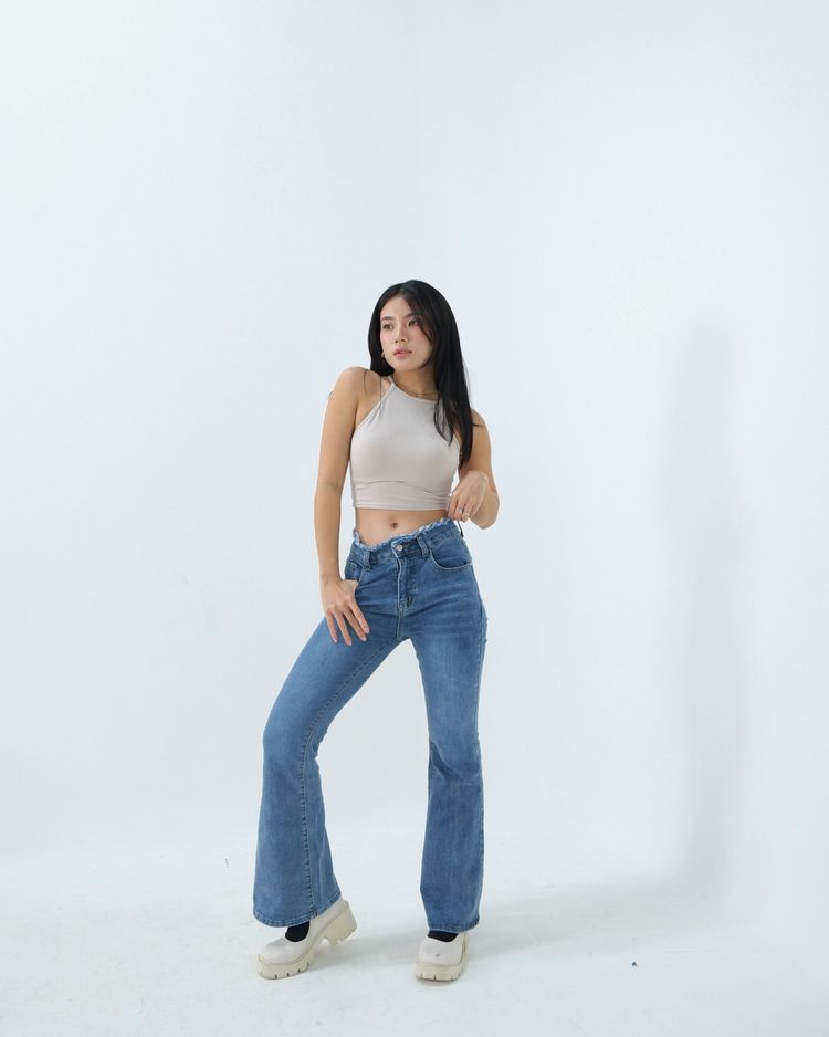 Gwynne Flaired Denim Pants Women Pinkdose
