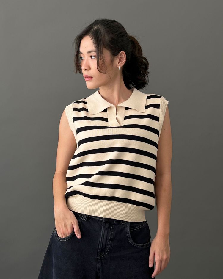 Tiara Sleeveless Stripe Top | Women | Pinkdose