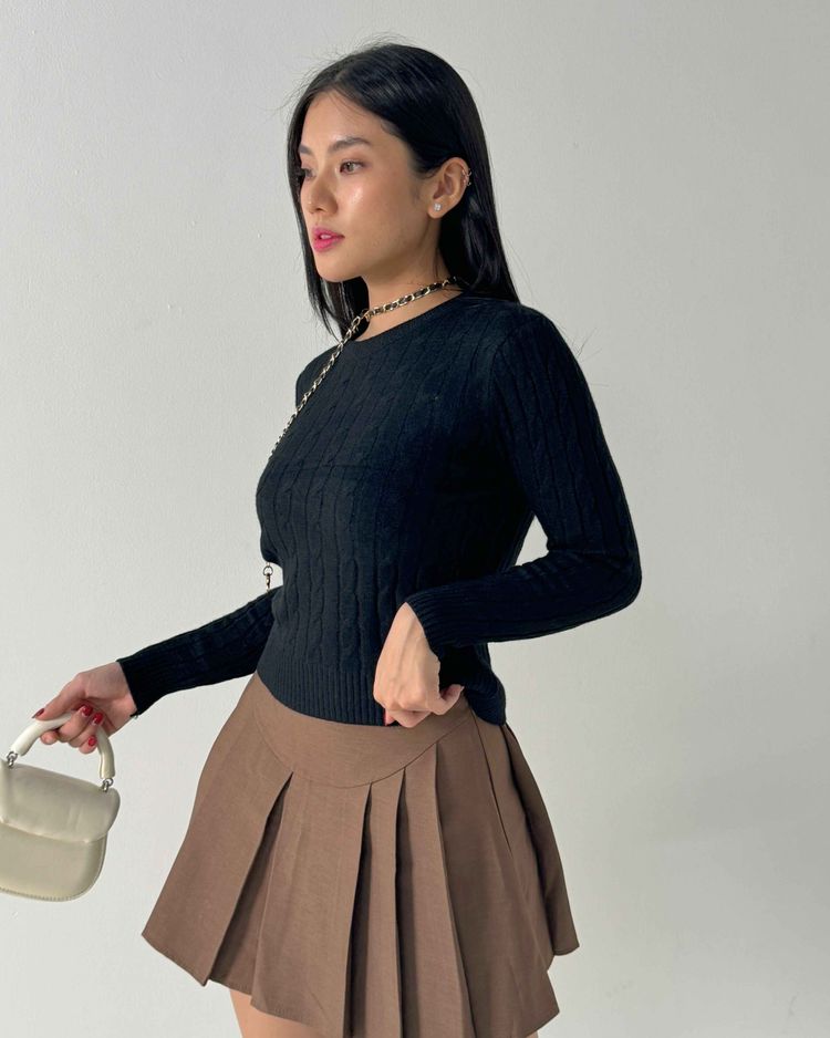 Deyana Long Sleeve Braided Knit Top | Women | Pinkdose