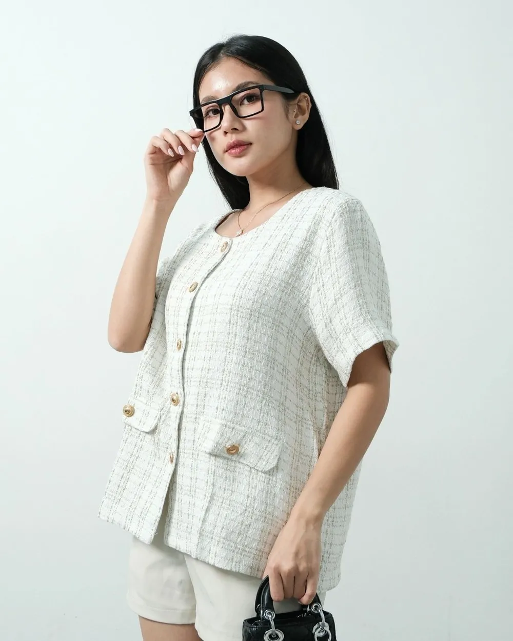 Heleza Short Sleeve Tweed Top | Women | Pinkdose