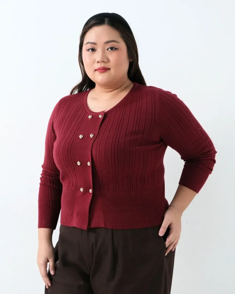 Faressa Classy Knit Cardigan with 8 Buttons | Women | Pinkdose