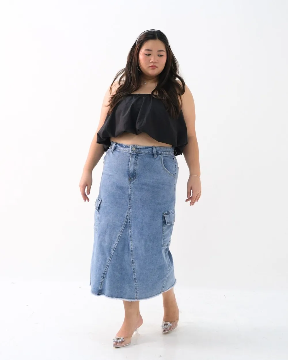 Gabri Maxi Cargo Denim Skirt | Women | Pinkdose