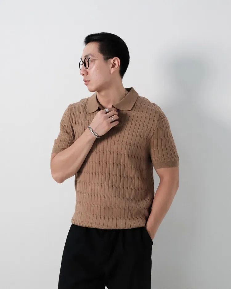 Jasper Short Sleeve Collar Neck Knit Top | Men | Blue Label