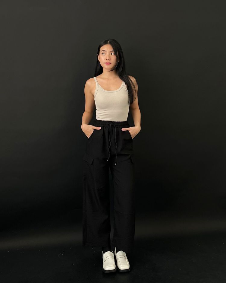 Haidee Cotton Linen Cargo Cullote (Special Black) | Women | Pinkdose